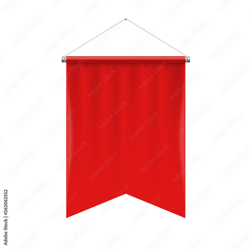 Gonfalon Fishtail Bottom Vertical Red Flag Banner on a White. Empty ...