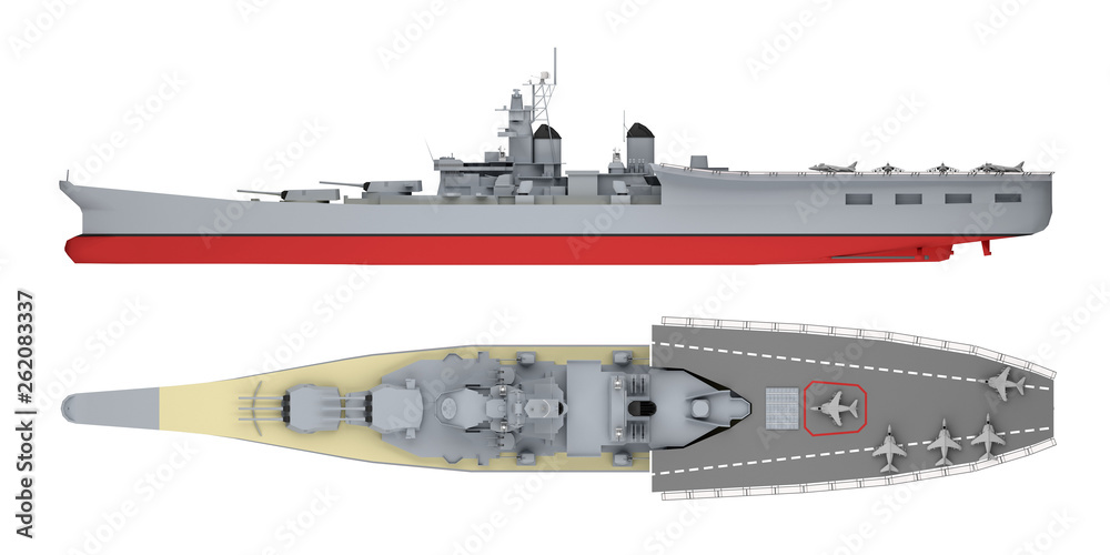 aircraft carrier side and top view isolated on white Stock Illustration ...