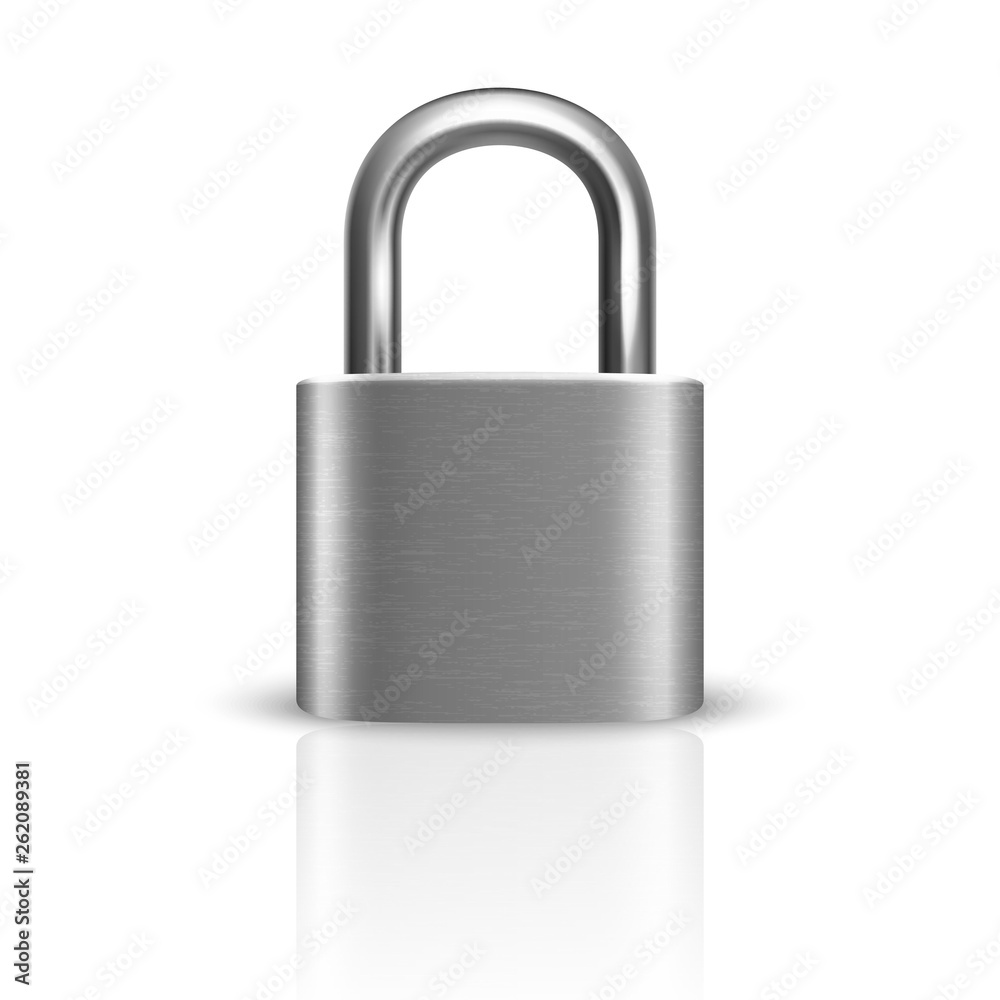 Vector 3d Realistic ClosedMetal Silver Chrome Padlock Icon Closeup ...