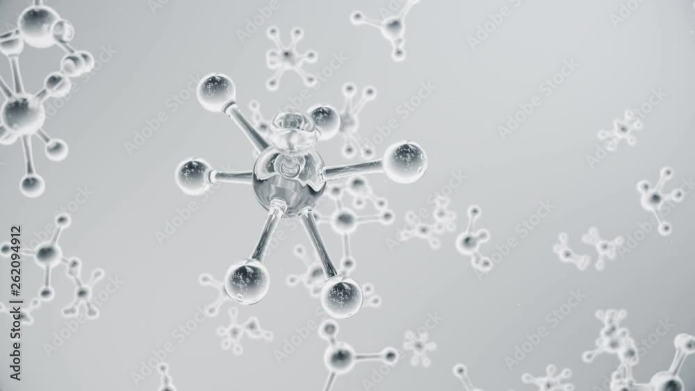 3D animation molecule structure. Scientific medical background with ...
