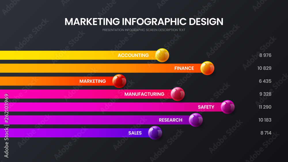 Vetor de Business 7 option infographic presentation vector 3D colorful ...