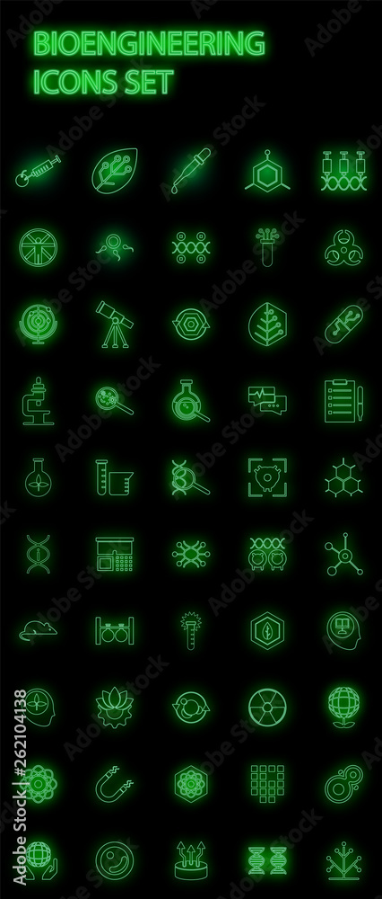 Set of biomaterials neon style icons Related Vector Line Icons ...