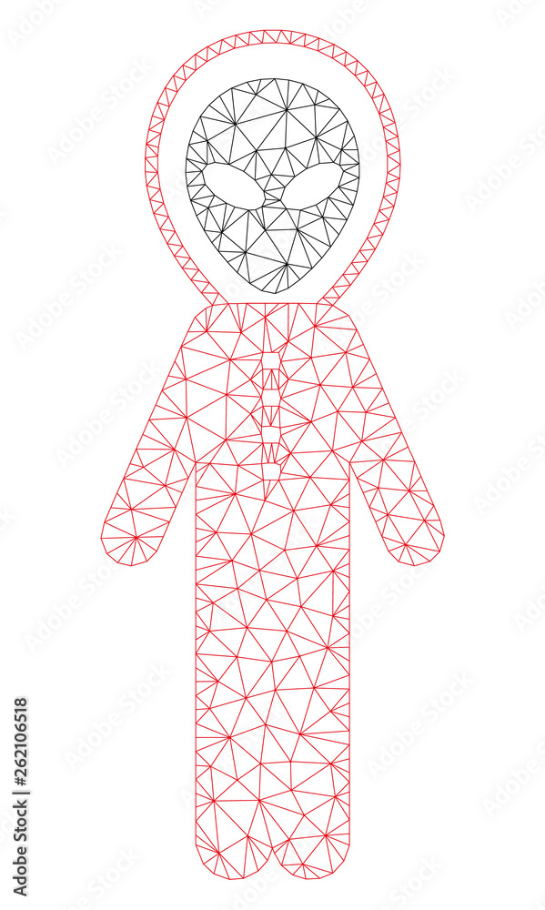 Mesh alien space suit polygonal icon illustration. Abstract mesh lines ...