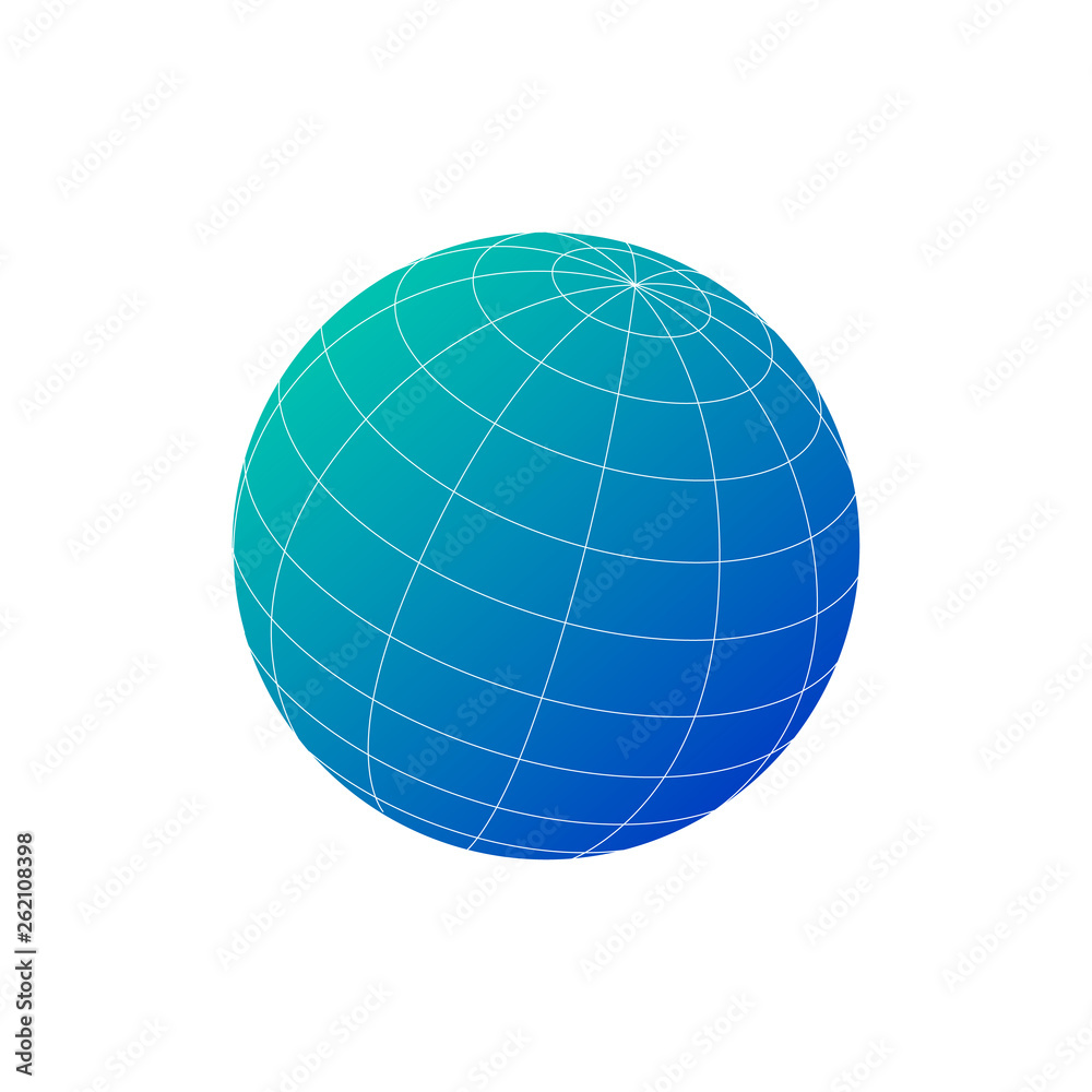 Blue Globe With White Lines Logo
