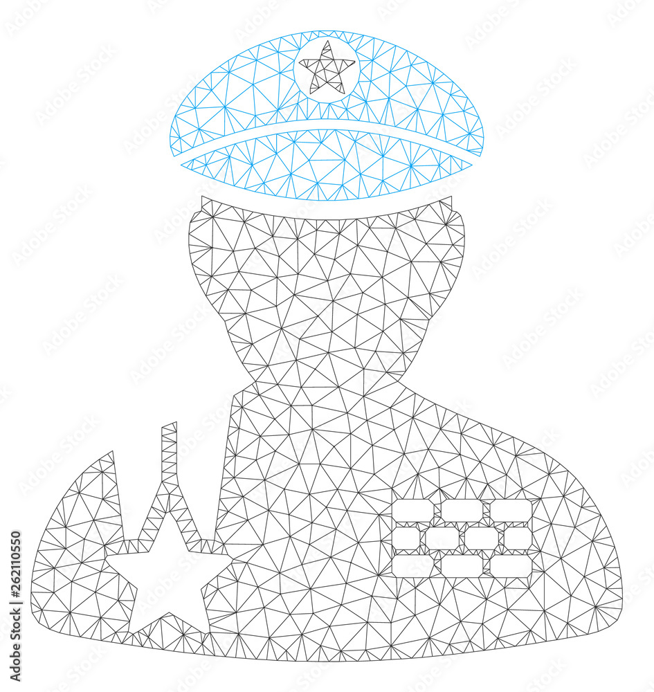 Mesh army general polygonal 2d illustration. Abstract mesh lines and ...