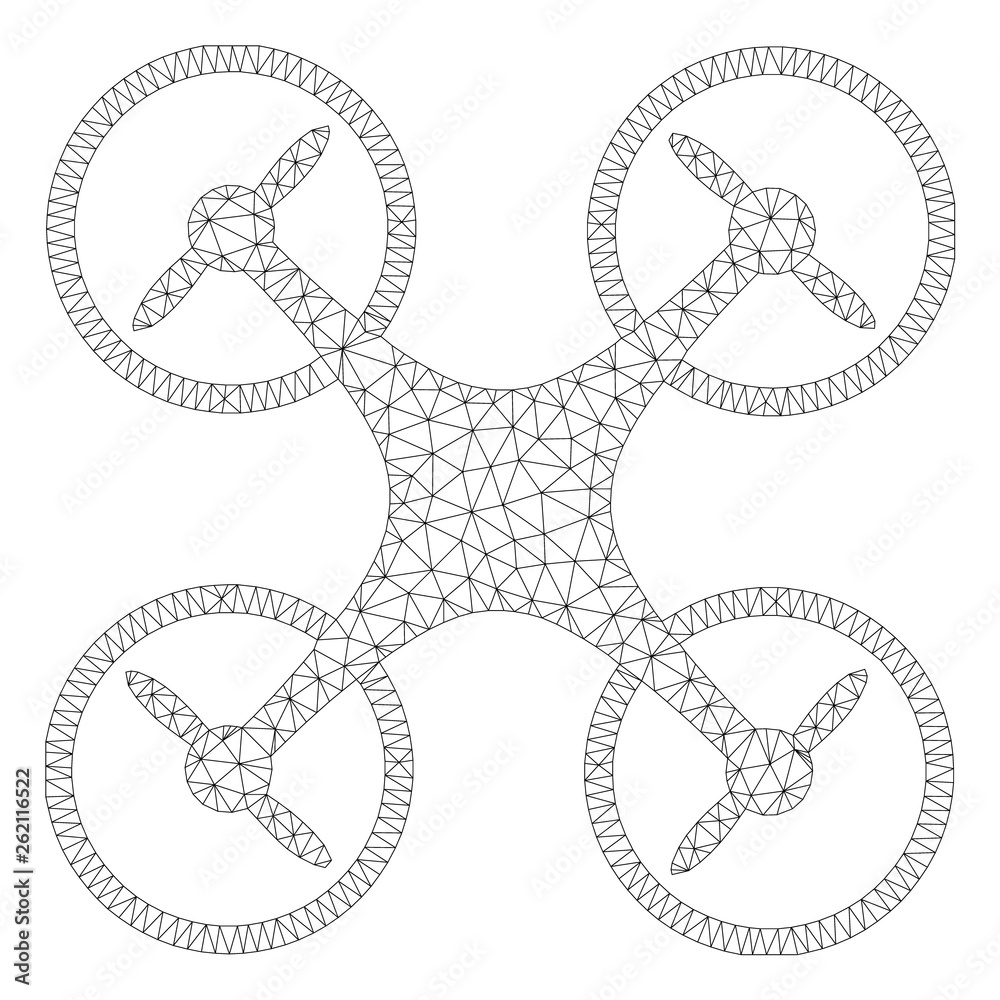 Mesh air copter polygonal icon illustration. Abstract mesh lines and ...