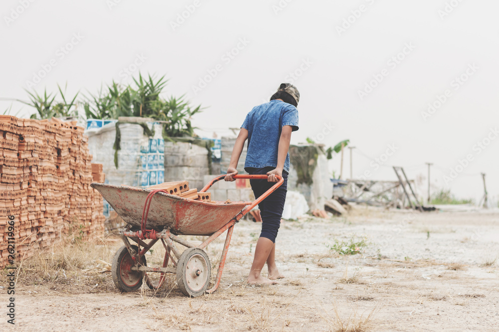 Child working in a brick factory. world day against child labour ...