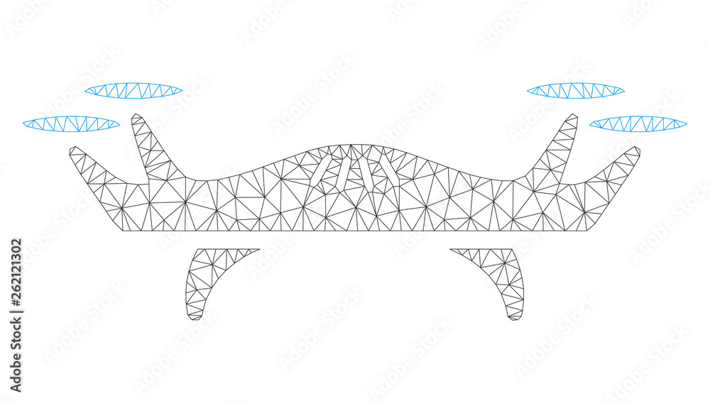 Mesh air drone polygonal 2d illustration. Abstract mesh lines and dots ...