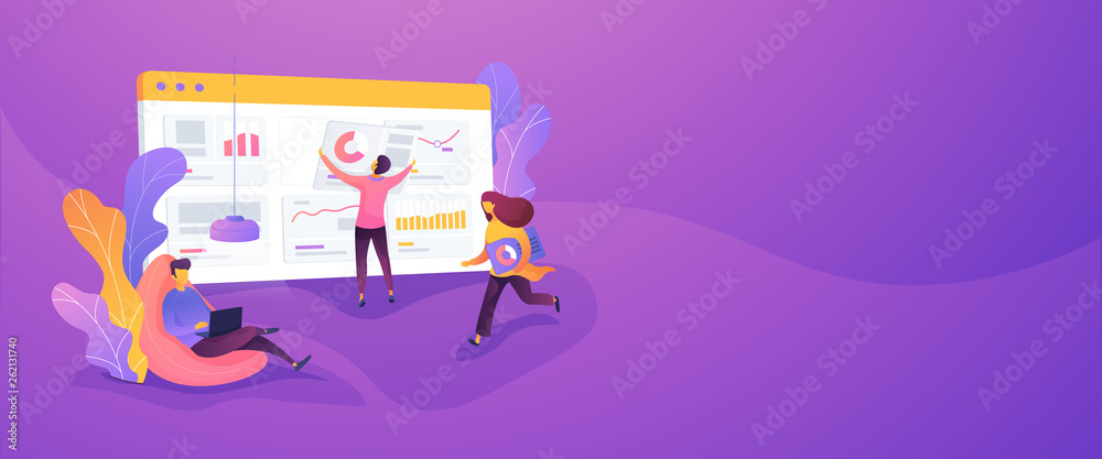 Business workflow, business process efficiency, working activity pattern concept.Vector banner ...