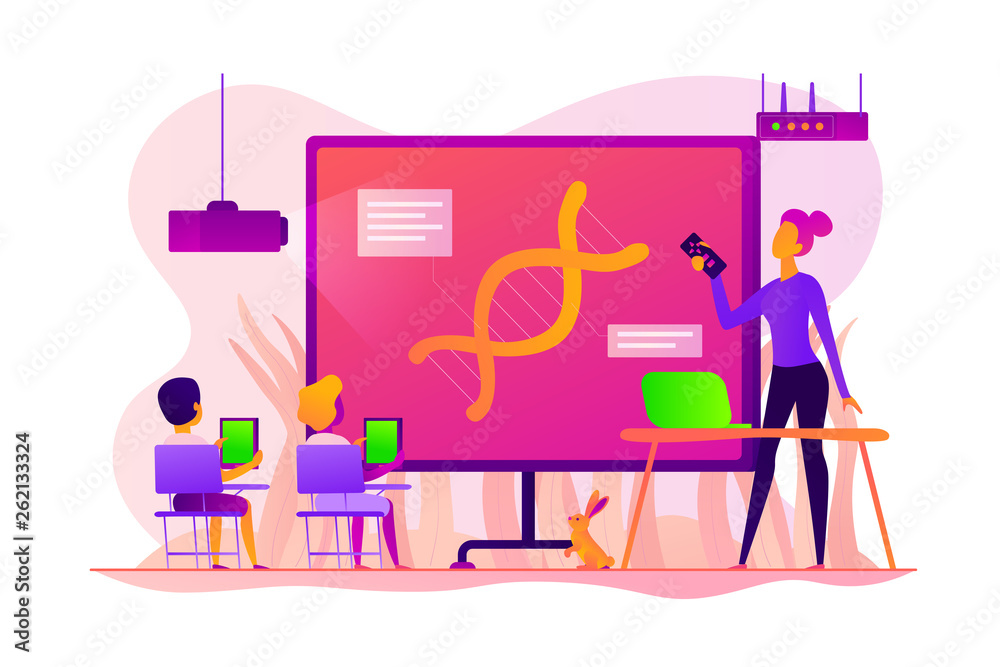 Digital classroom, flipped class and virtual learning, blended learning ...