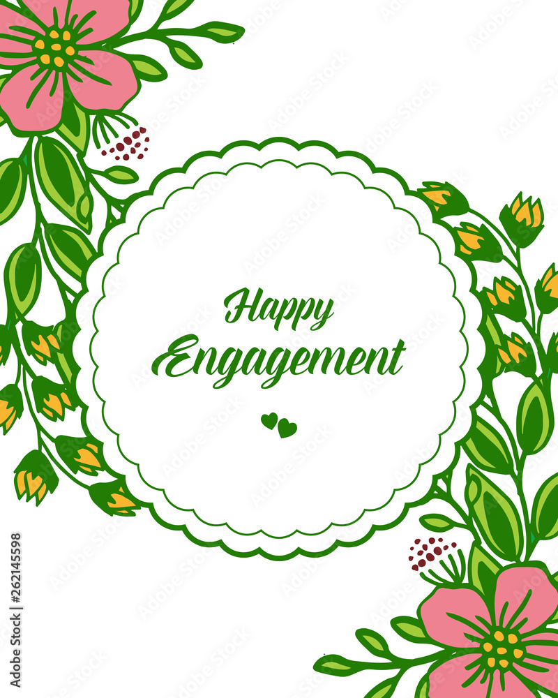 Vector illustration card template of happy engagement with design of ...