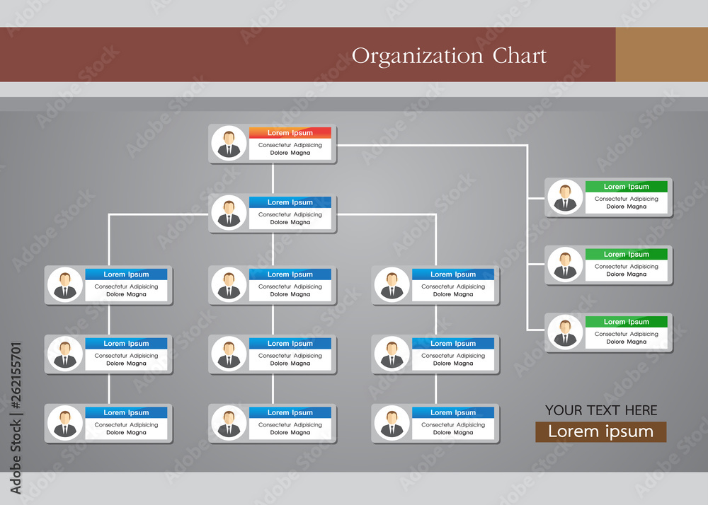Organization Chart Infographics with People Icon and Abstract Line ...