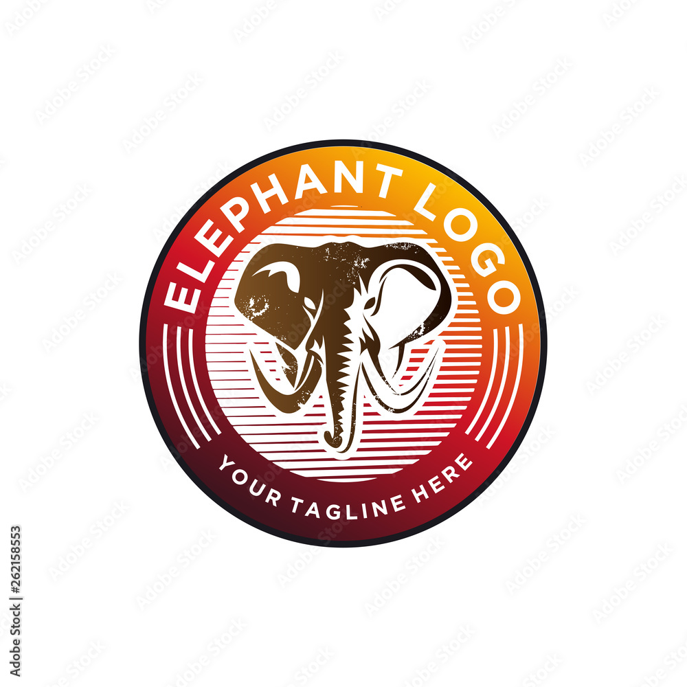 elephant logo designs concept, elephant face mascot logo template Stock ...