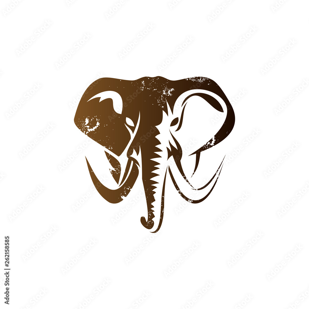 elephant logo designs concept, elephant face mascot logo template Stock ...