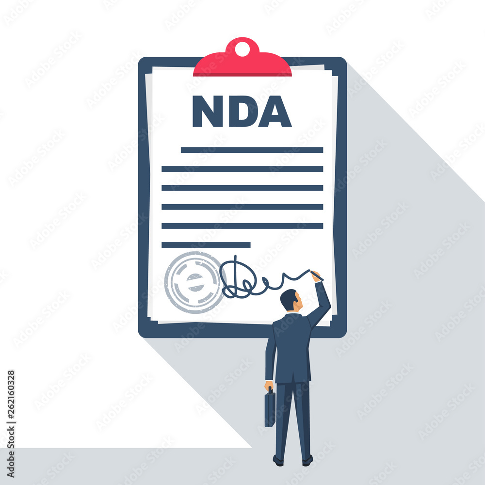 Non disclosure Agreement document with signature and stamp. NDA concept ...