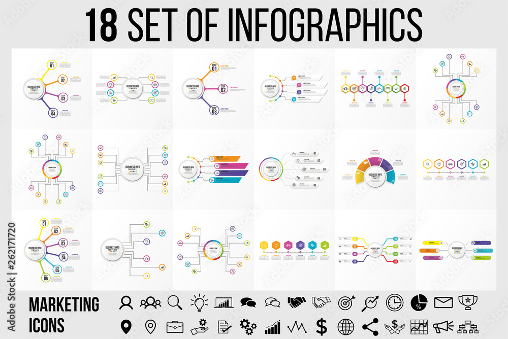 Vector 18 Set Of Infographics Template Design . Business Data ...