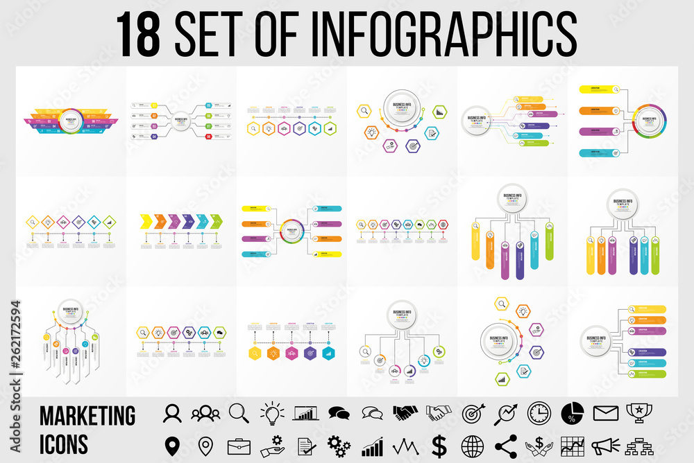 Vector 18 Set Of Infographics Template Design . Business Data ...