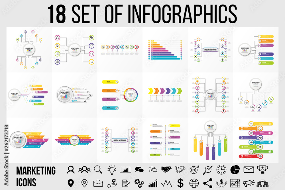 Vector 18 Set Of Infographics Template Design . Business Data ...