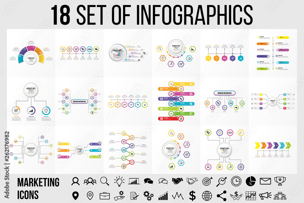 Vector 18 Set Of Infographics Template Design . Business Data ...