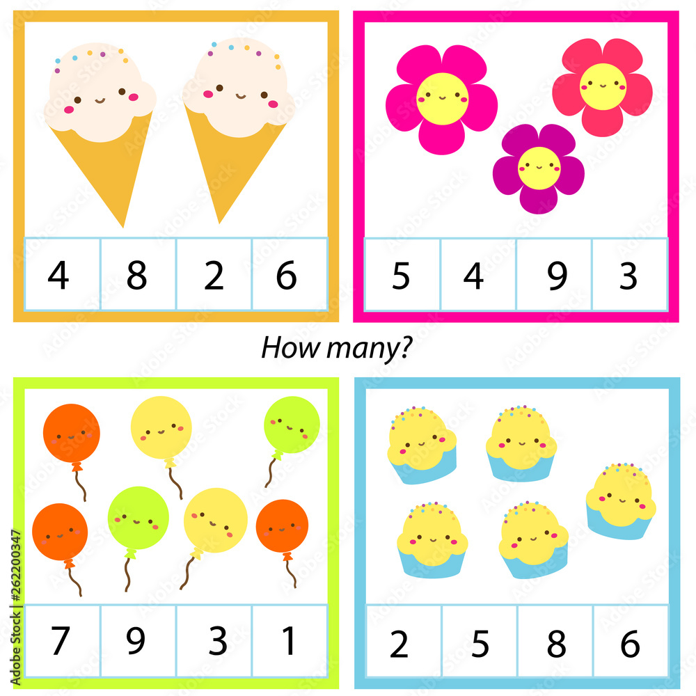 Counting educational children game. Mathematics activity for kids and ...