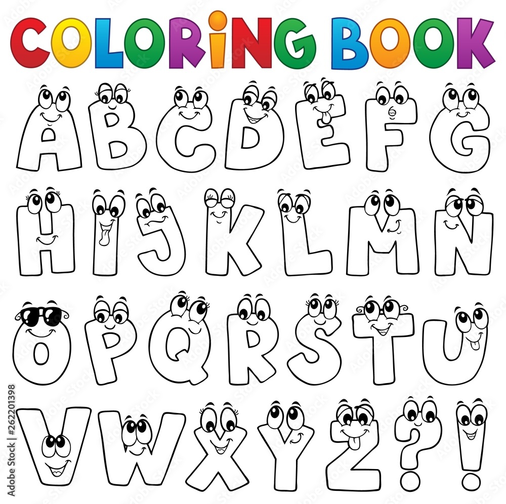 Coloring book cartoon alphabet topic 1 Stock Vector | Adobe Stock