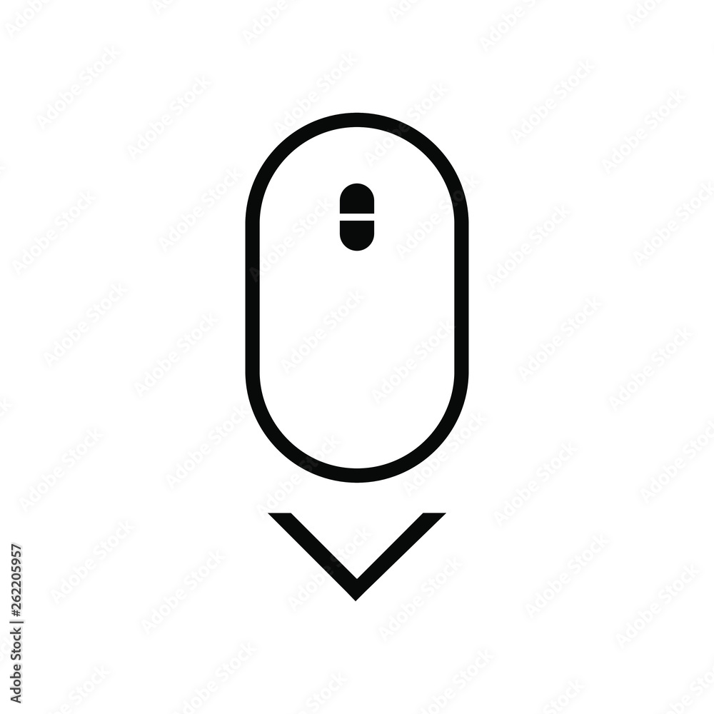 Scroll down icon. Vector scrolling mouse sybmol for web design isolated on transparent ...