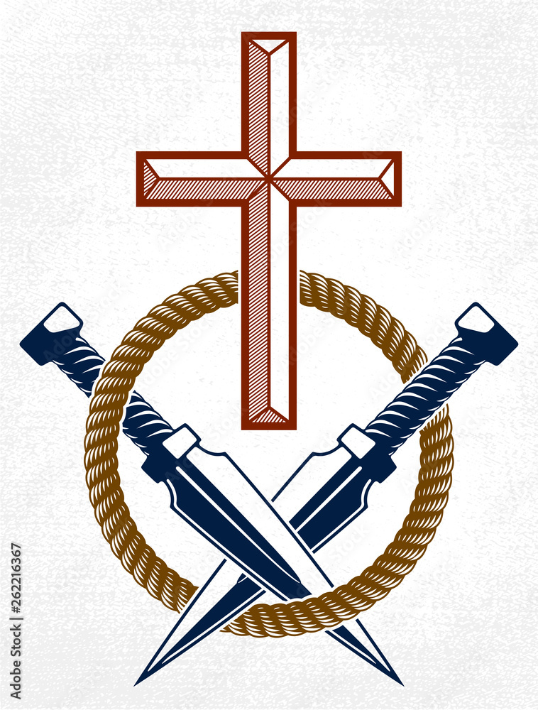 Criminal gangster dramatic emblem or logo with Christian Cross ...