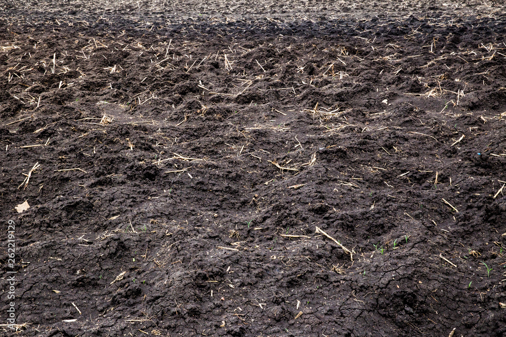 Earth Soil Grooves Farming Earth soil grooves over field. Sepia effect ...