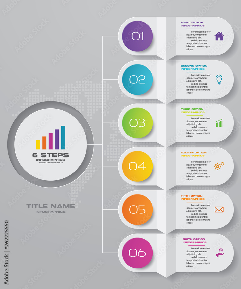 6 steps infographics chart design element. For data presentation. Stock ...