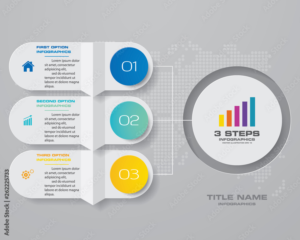 3 steps infographics chart design element. For data presentation. Stock ...
