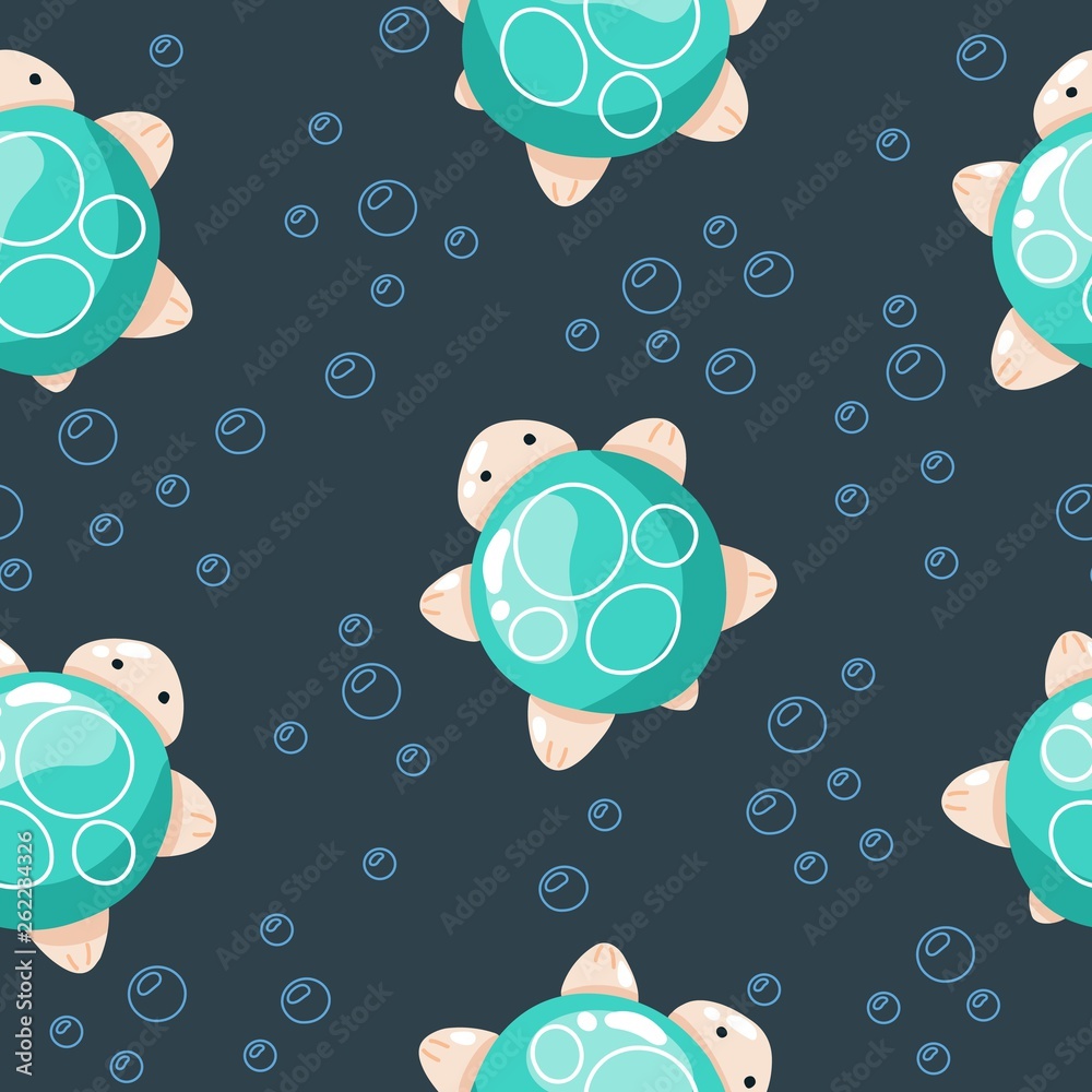 Cute sea turtle, hand drawn illustrations. Seamless pattern perfect for ...