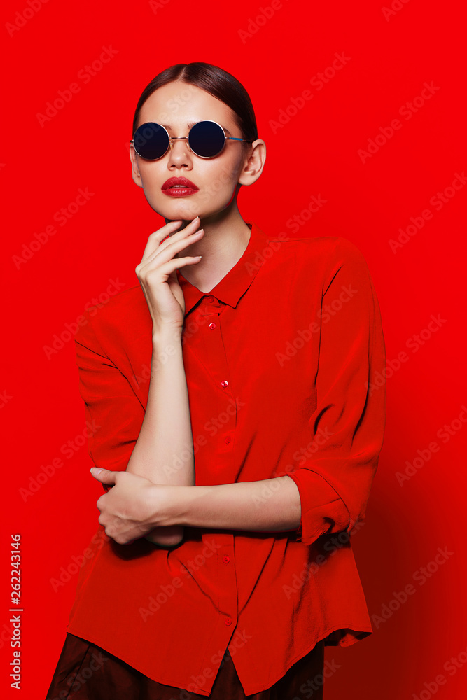 fashion model in sunglasses, beautiful young woman. Stock Photo | Adobe ...