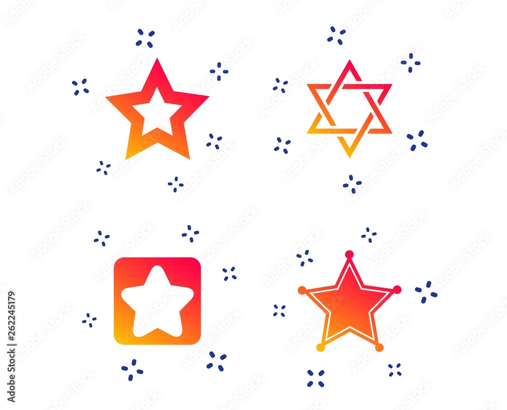 Star of David icons. Sheriff police sign. Symbol of Israel. Random ...