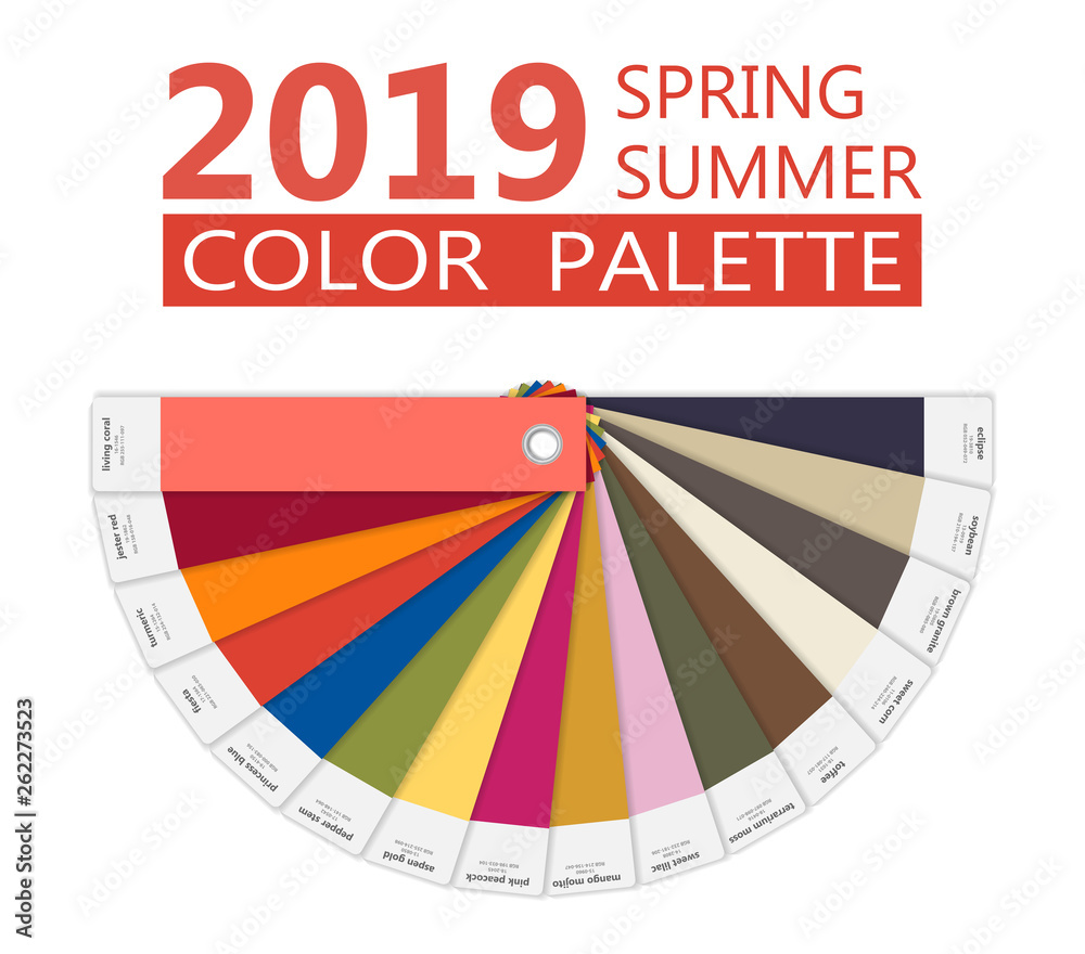 Round paper Spring and summer 2019 colors palette. Fashion trend guide ...