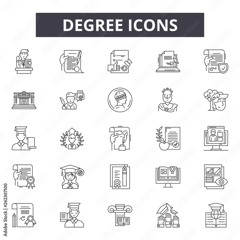 Degree line icons, signs set, vector. Degree outline concept ...