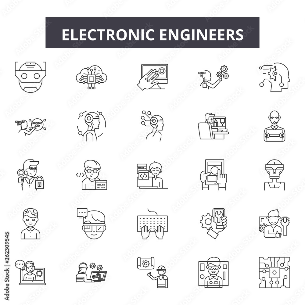 Electronic engineers line icons, signs set, vector. Electronic ...