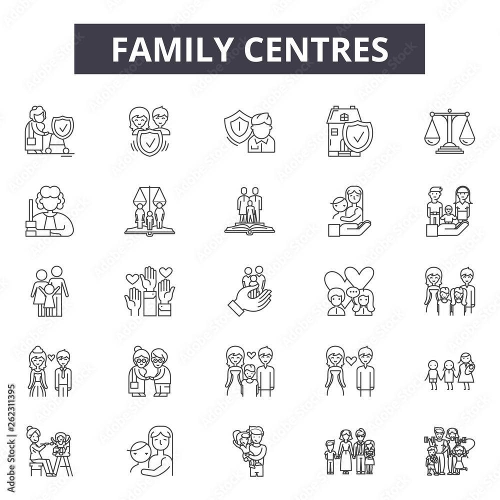 Family line icons, signs set, vector. Family outline concept ...