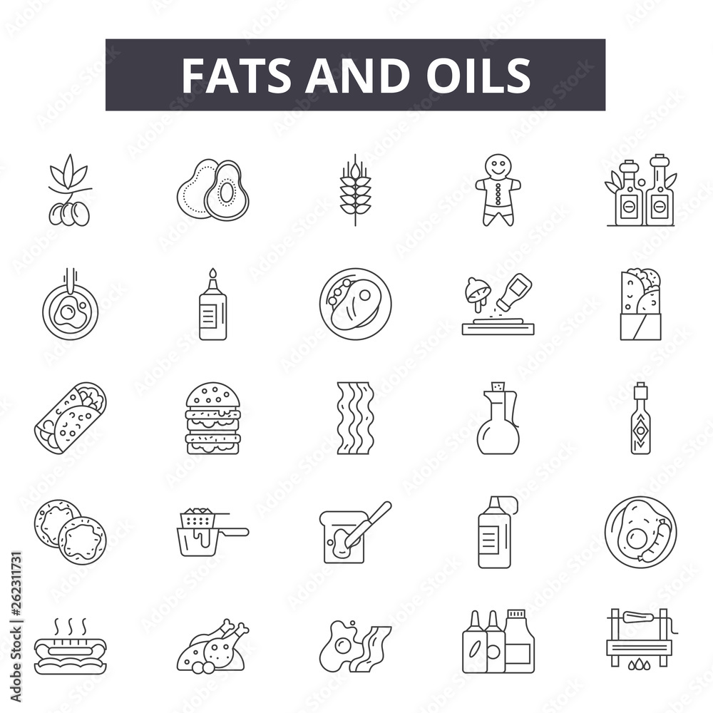 Fats and oils line icons, signs set, vector. Fats and oils outline ...