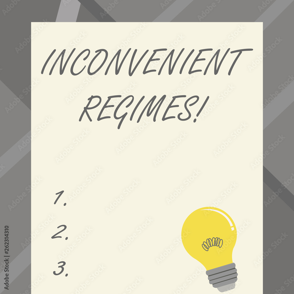 Word writing text Inconvenient Regimes. Business photo showcasing ...
