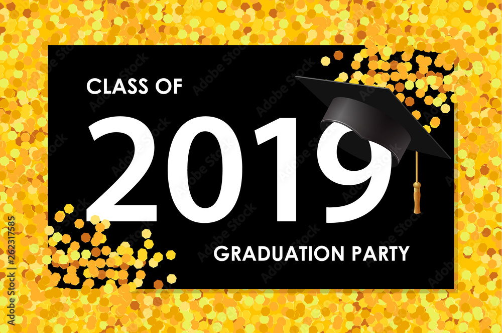 Graduating class of 2019. Poster, party invitation, greeting card in ...