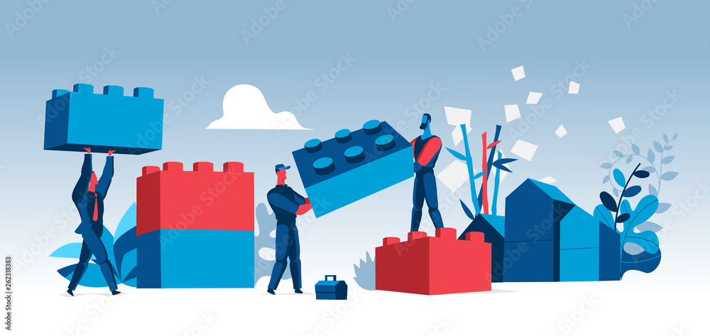 Building structures with Lego bricks Stock Vector | Adobe Stock