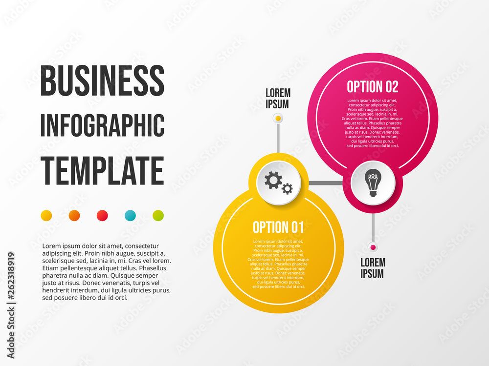 Colorful chart with business symbols - infographic template. Vector ...