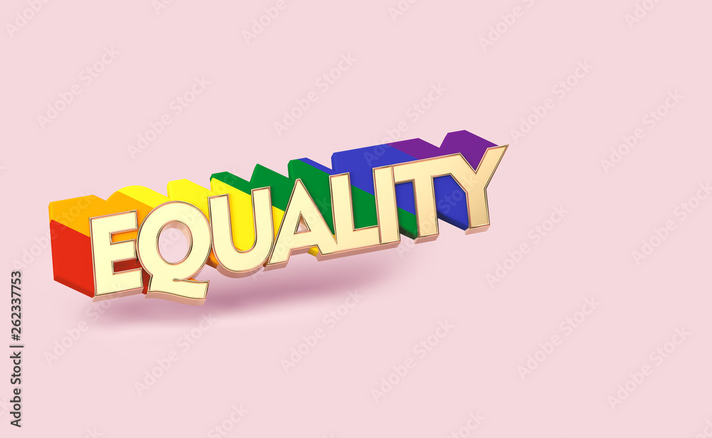 Golden EQUALITY word pin with rainbow outline. LGBT equality symbol ...