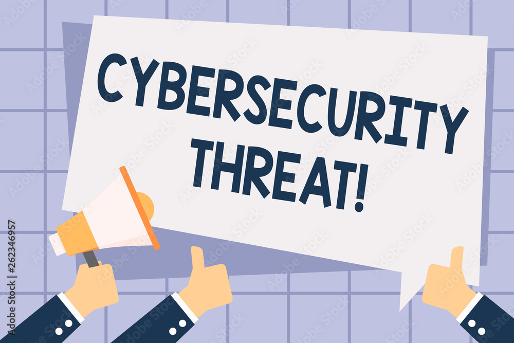 Writing note showing Cybersecurity Threat. Business concept for ...