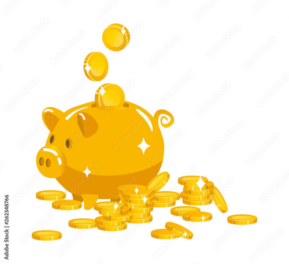 Piggy Bank And Coins