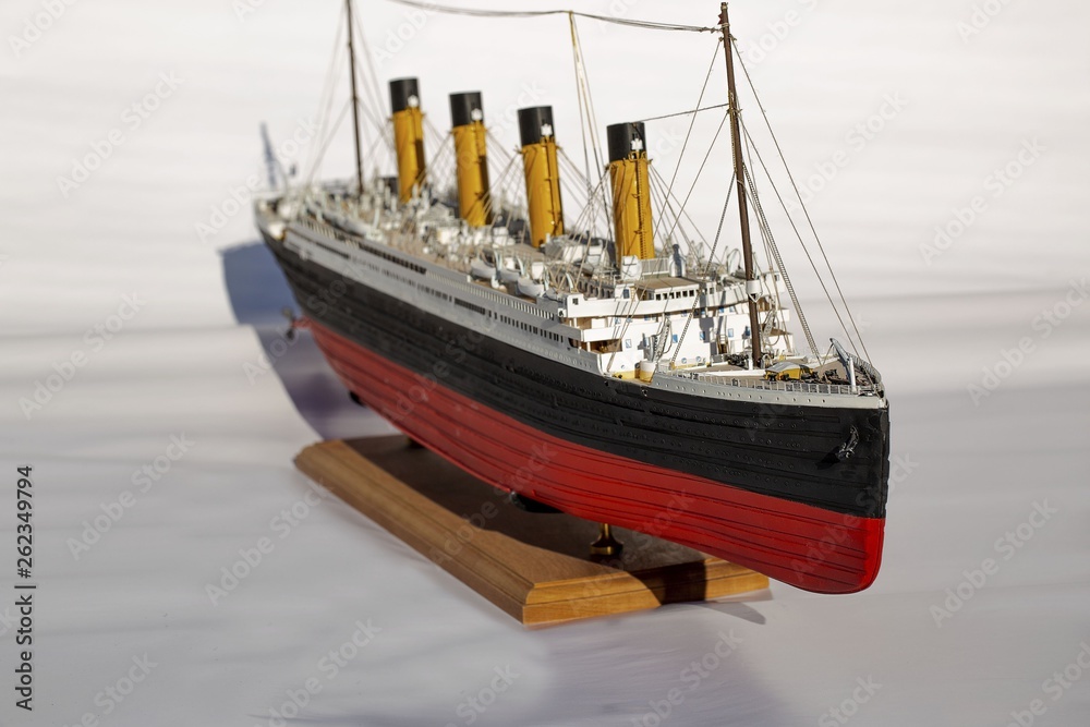 Handmade model of Titanic. Beautiful Handmade model of Titanic isolated ...