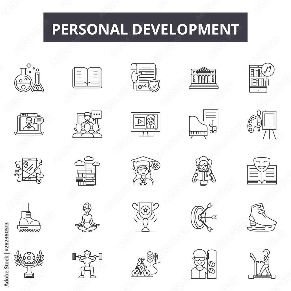 Personal development line icons, signs set, vector. Personal ...
