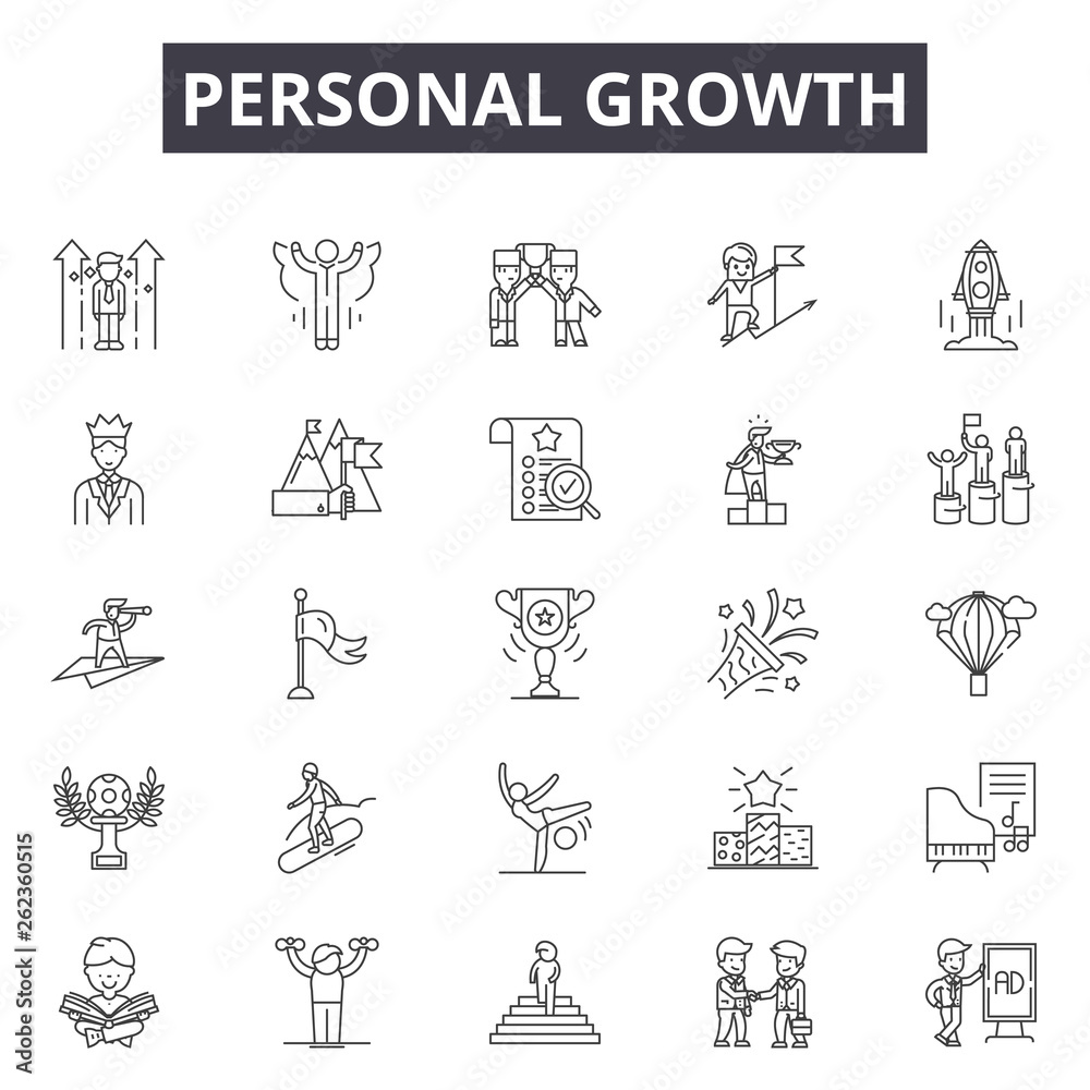 Personal growth line icons, signs set, vector. Personal growth outline ...