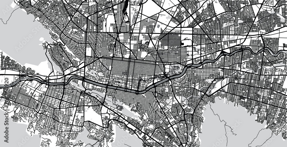 Urban vector city map of Monterrey, Mexico Stock Vector | Adobe Stock