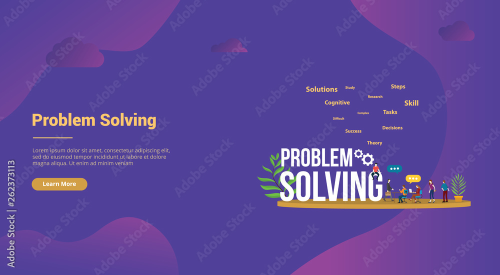 problem solving business concept with big word text and team people for ...
